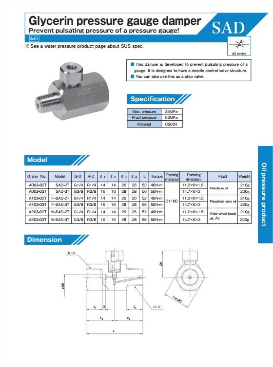 Nandee › GLYCERIN PRESSURE GAUGE DAMPER